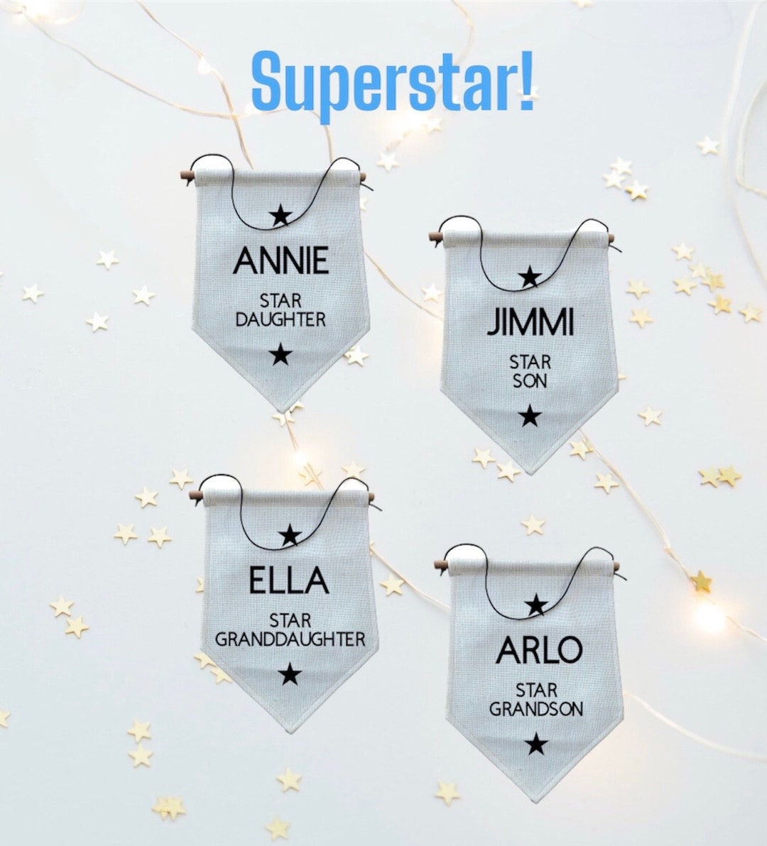 Personalised Star Daughter Son Grandson Granddaughter Linen Wall ...