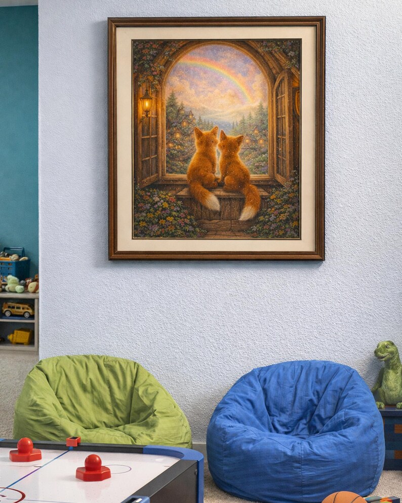 Fox Rainbow Treehouse Wall Art Printable Set, 8x10 - Etsy