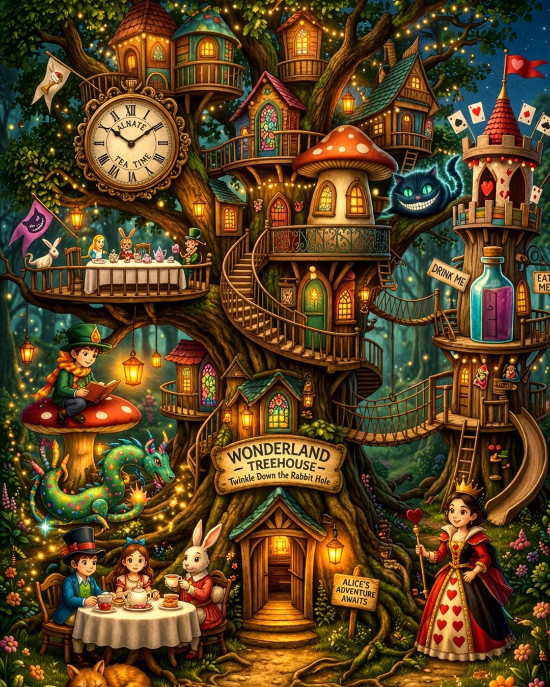 Wonderland Treehouse Wall Art Printable, Fantasy Decor, 8x10 Printable ...