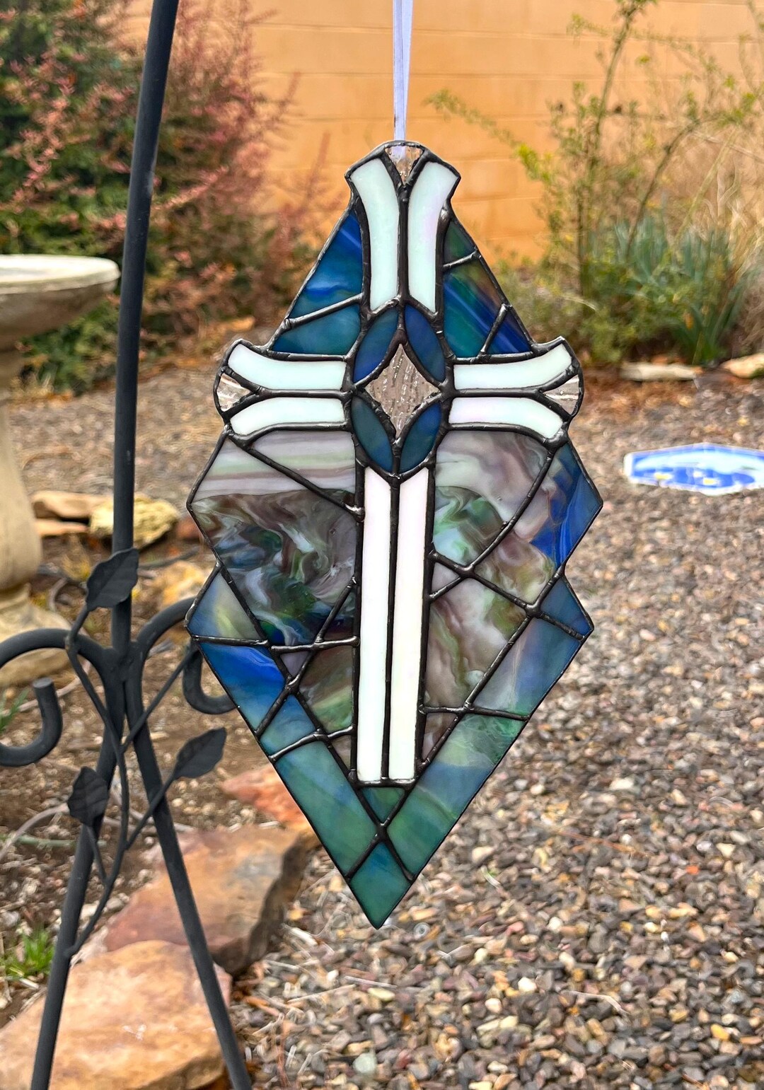 Stained Glass Old World Cross Suncatcher - Etsy