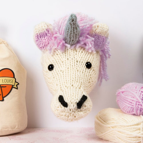 Mini Unicorn Head Knitting Kit - Etsy