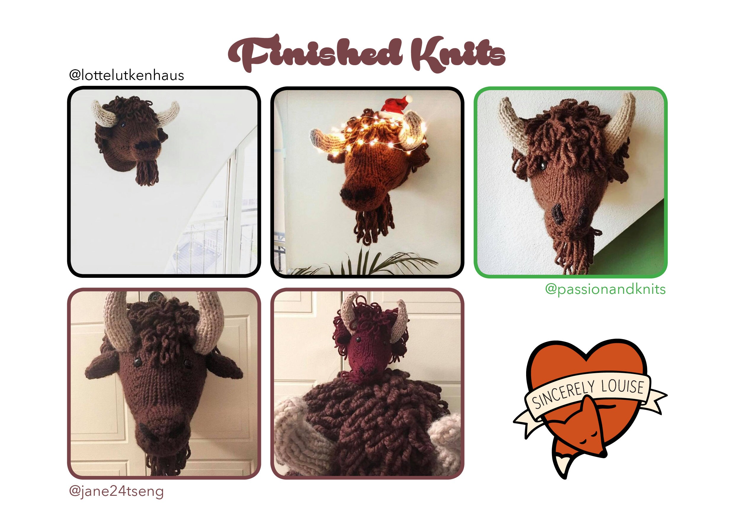 Bison / Buffalo Head Digital PDF Knitting Pattern | Etsy UK