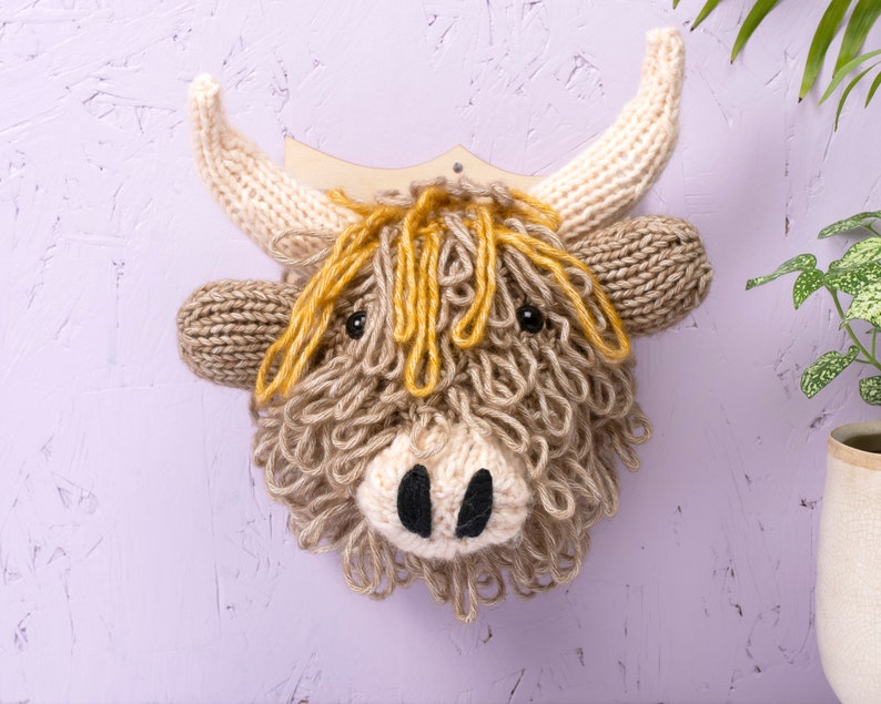 Mini Highland Cow Head Knitting Kit - Etsy UK