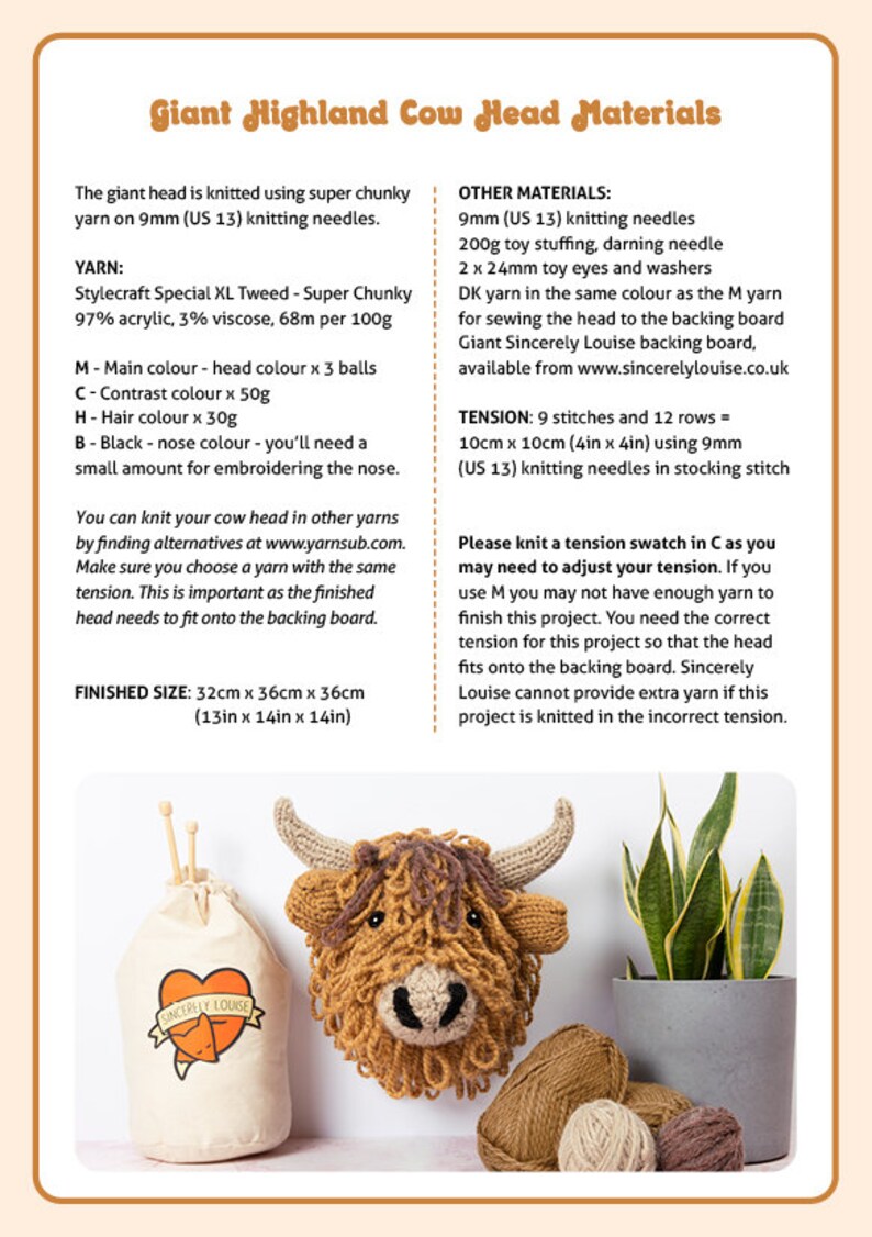 Highland Cow Head Digital PDF Knitting Pattern - Etsy