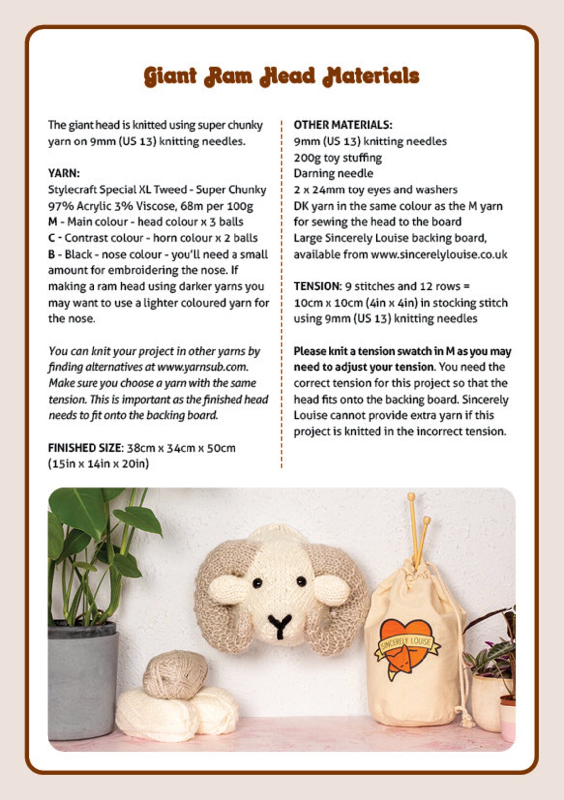 Ram Head Digital PDF Knitting Pattern | Etsy