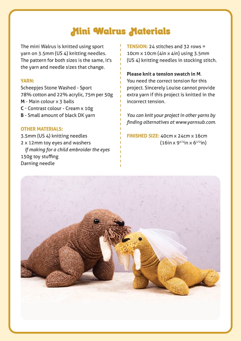 Walrus Digital PDF Knitting Pattern - Etsy