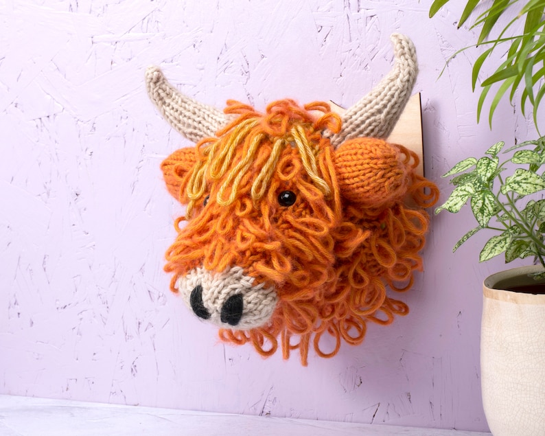 Mini Highland Cow Head Knitting Kit - Etsy UK