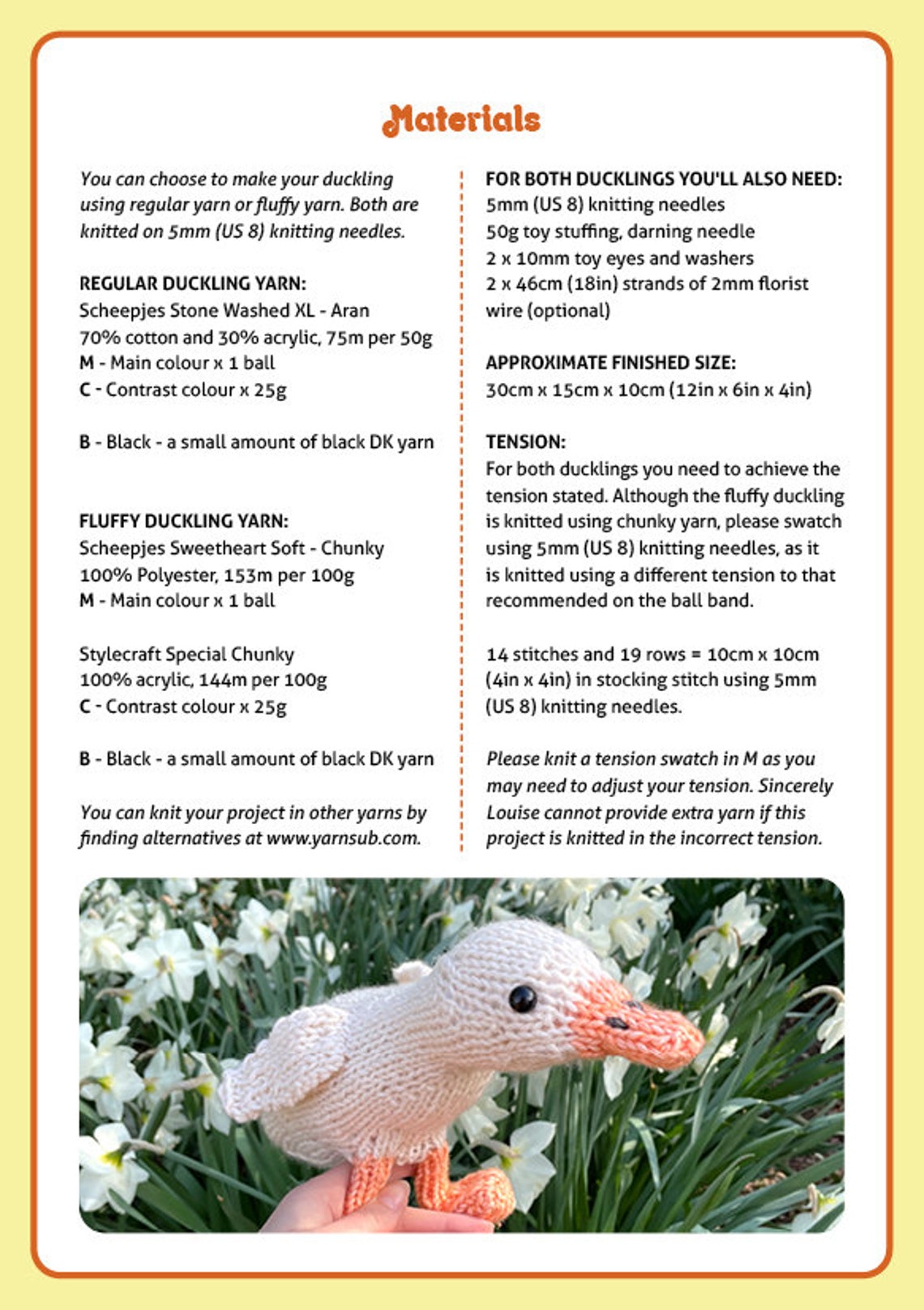 Duckling Digital PDF Knitting Pattern | Etsy