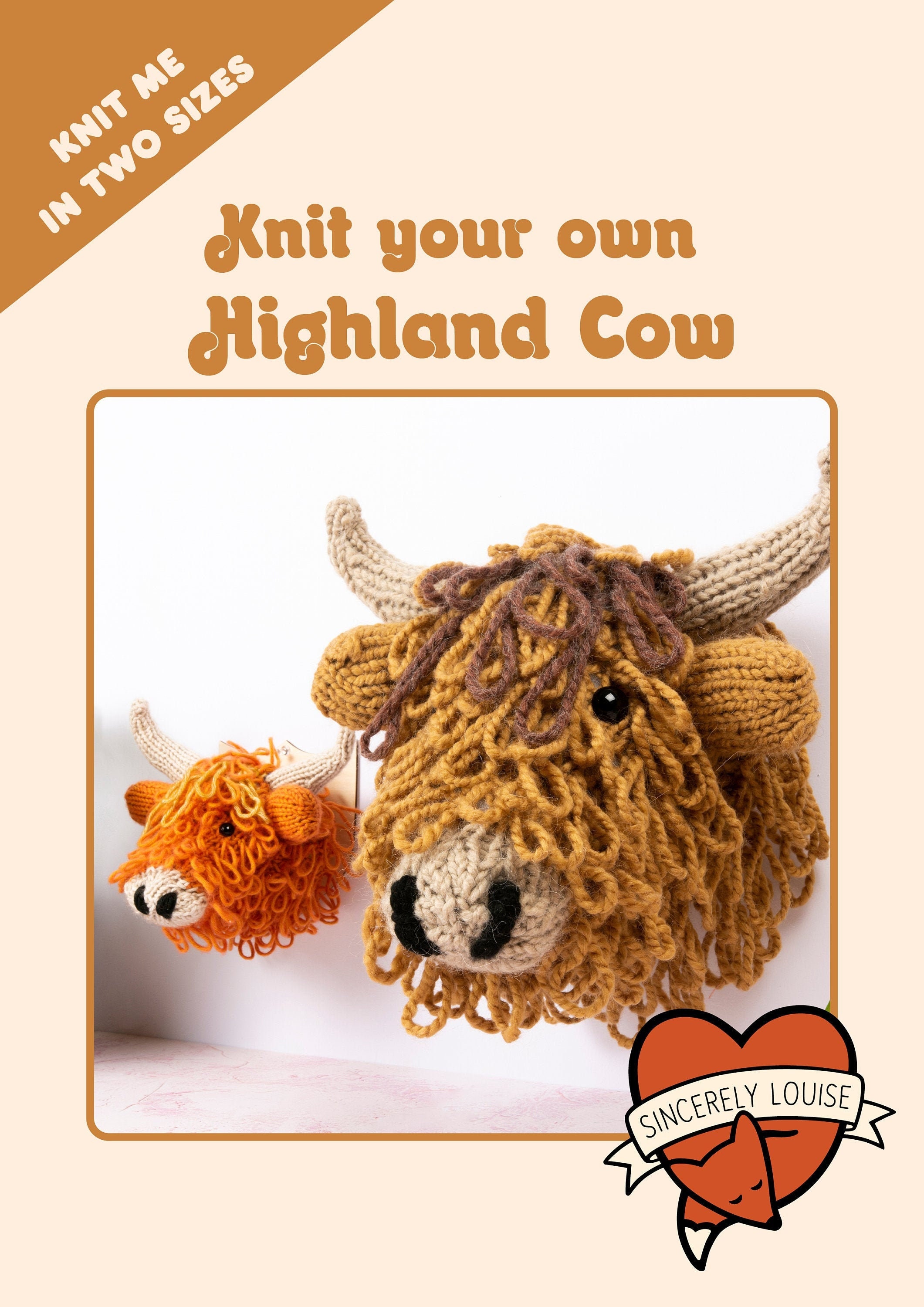 Highland Cow Head Digital PDF Knitting Pattern | Etsy