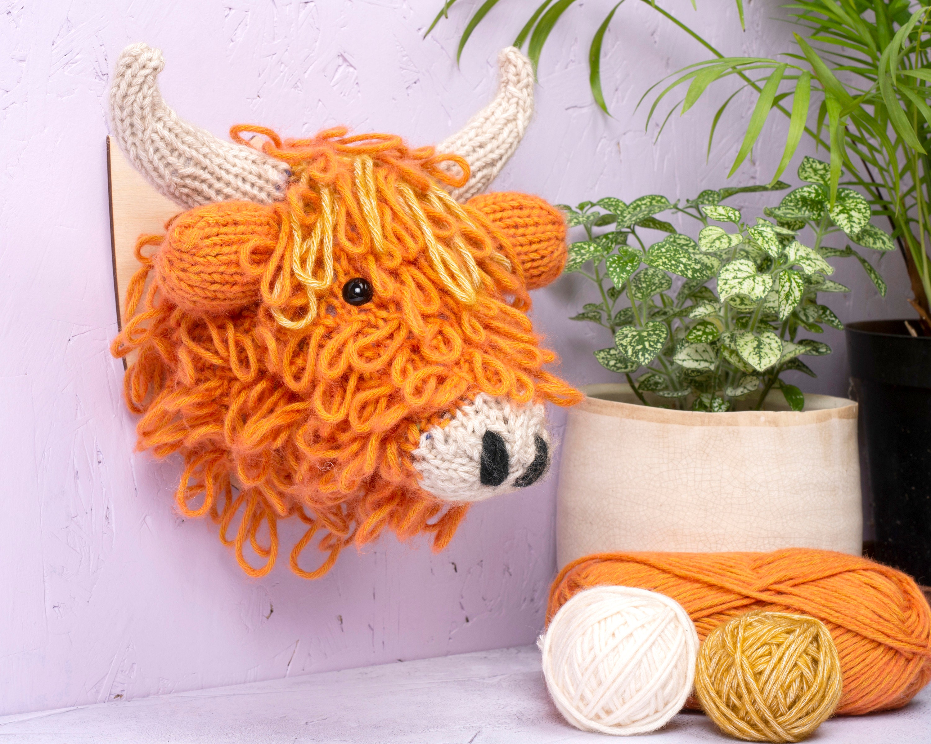 Mini Highland Cow Head Knitting Kit | Etsy