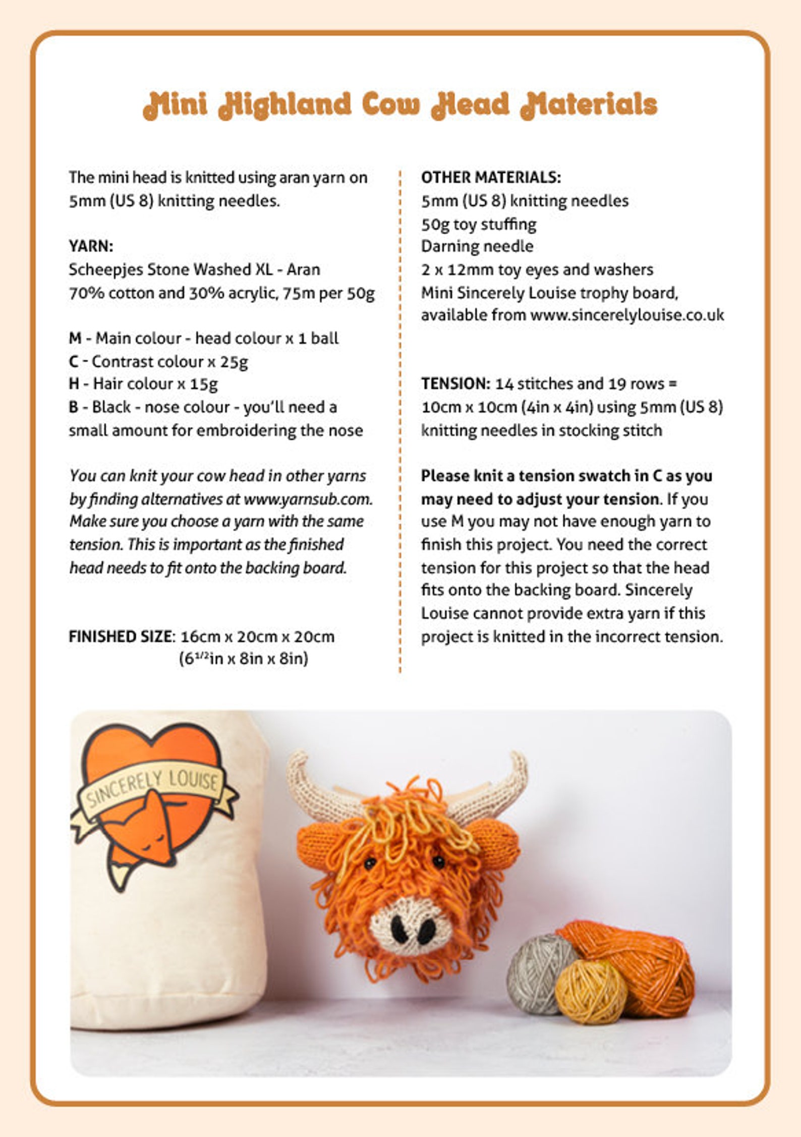 Highland Cow Head Digital PDF Knitting Pattern - Etsy