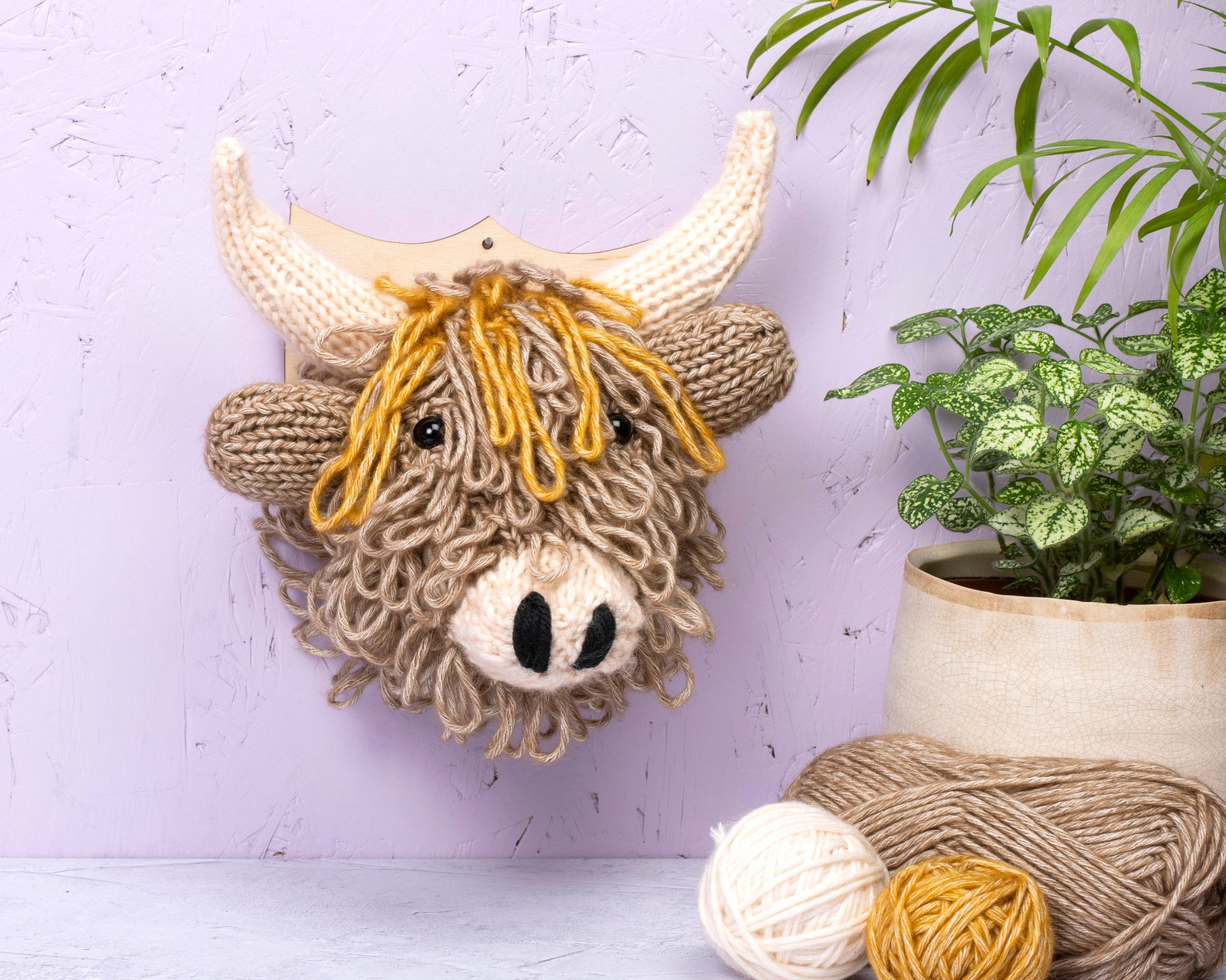 Mini Highland Cow Head Knitting Kit - Etsy UK