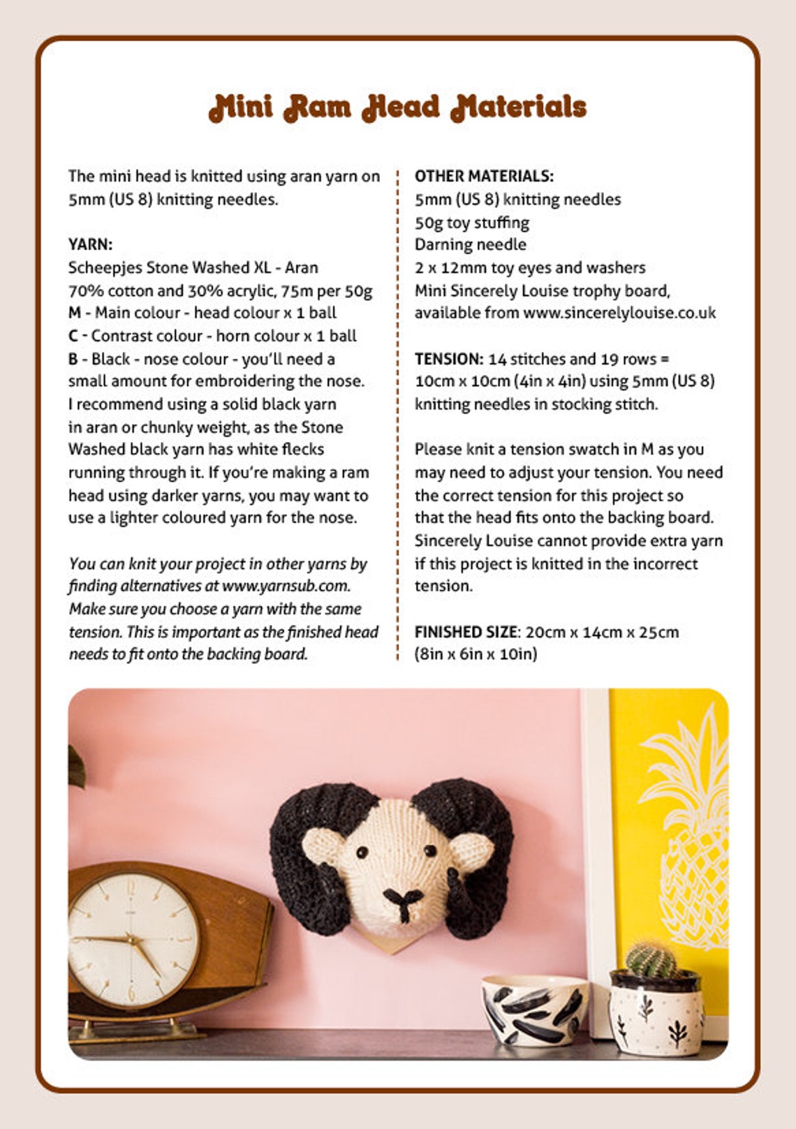 Ram Head Digital PDF Knitting Pattern | Etsy