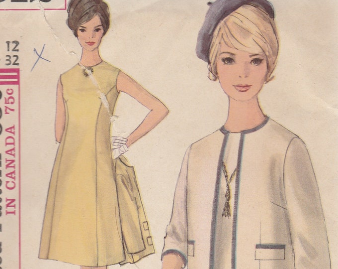 60s A-line Dress Pattern Vogue 6484 Size 14 - Etsy