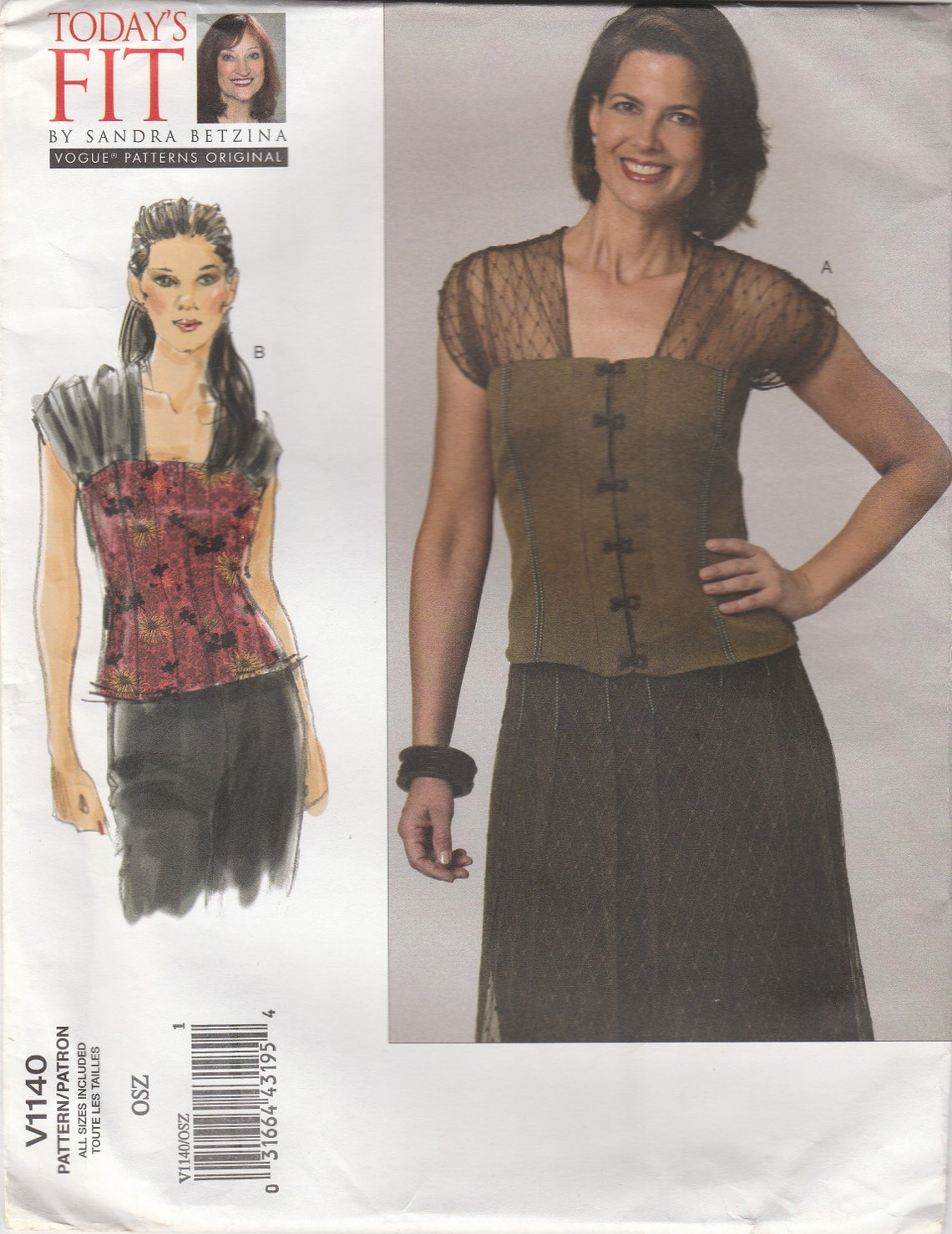 Corset Blouse Pattern Vogue 1140 Bust 32 55 Uncut - Etsy