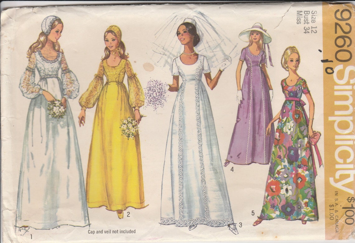 70s Princess Seam Dress Pattern Simplicity 9260 Size 12 Uncut - Etsy