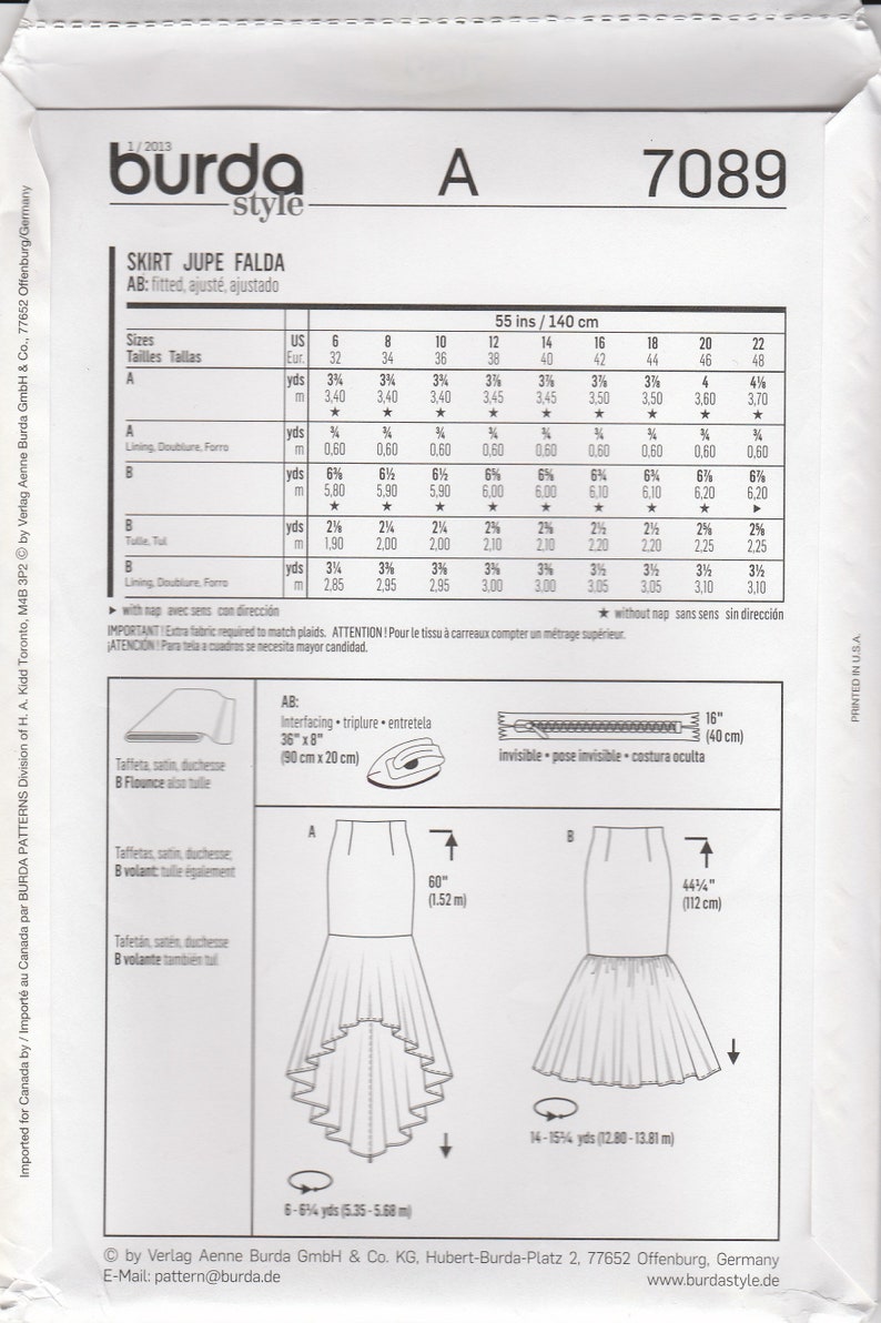 Outstanding Fishtail Skirt Pattern Burda 7089 Sizes 6 22 - Etsy