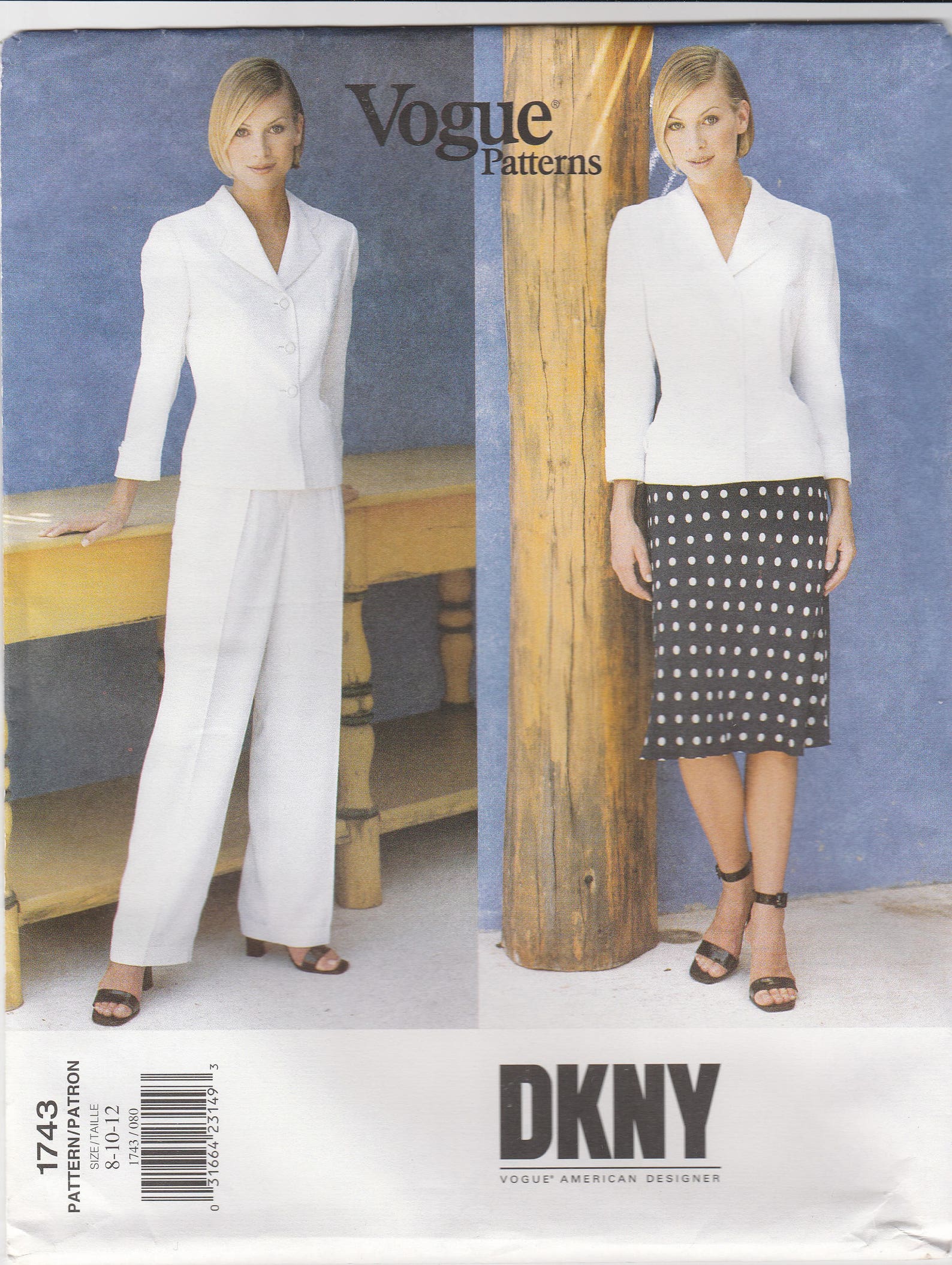 Donna Karan Jacket, Pants & Skirt Pattern Vogue 1743 Sizes 8 10 12 ...