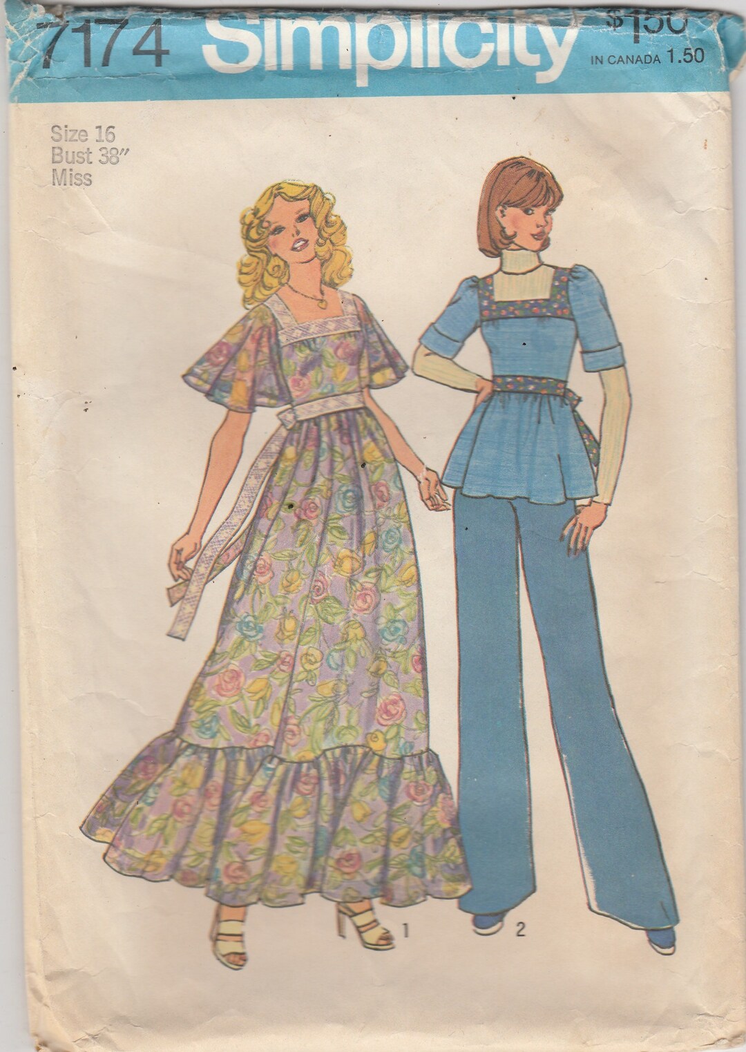 Sweet 70s Dress and Tunic Pattern Simplicity 7174 Size 16 - Etsy
