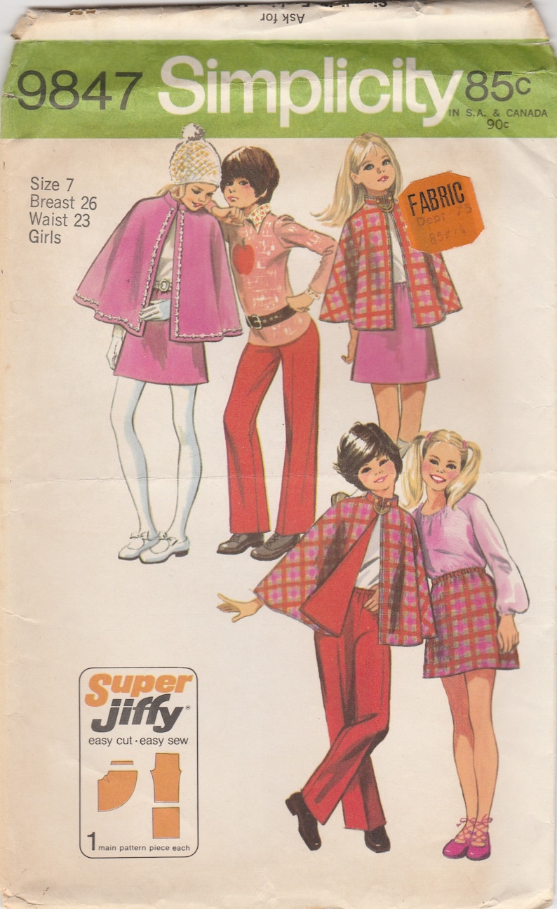 Easy Reversible Cape, Skirt and Pants Pattern Simplicity 9847 Size 7 ...