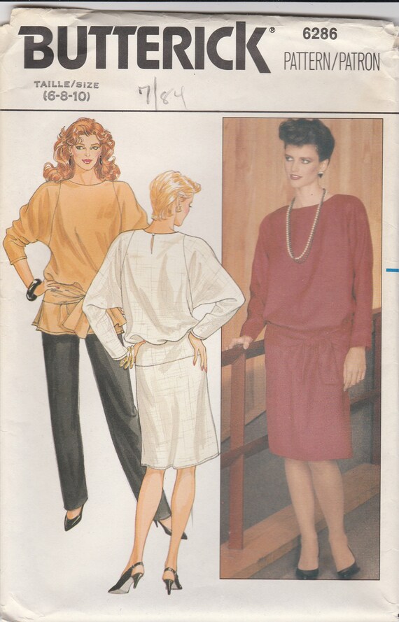 80s Comfy Dress Tunic & Pants Pattern Butterick 6286 Sizes 6 | Etsy