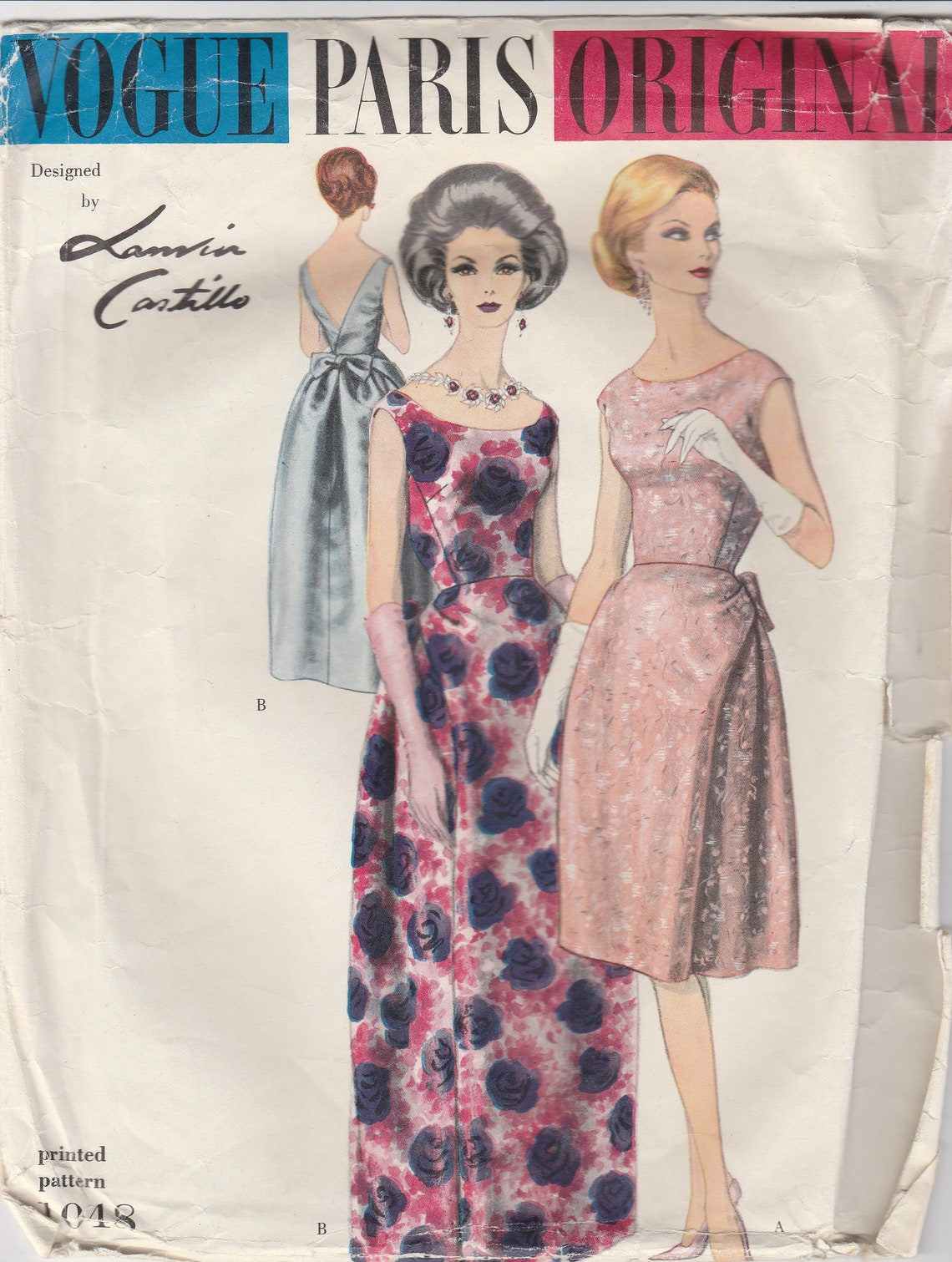 60s Evening Dress Pattern Vogue Paris Original 1048 Size 10 - Etsy
