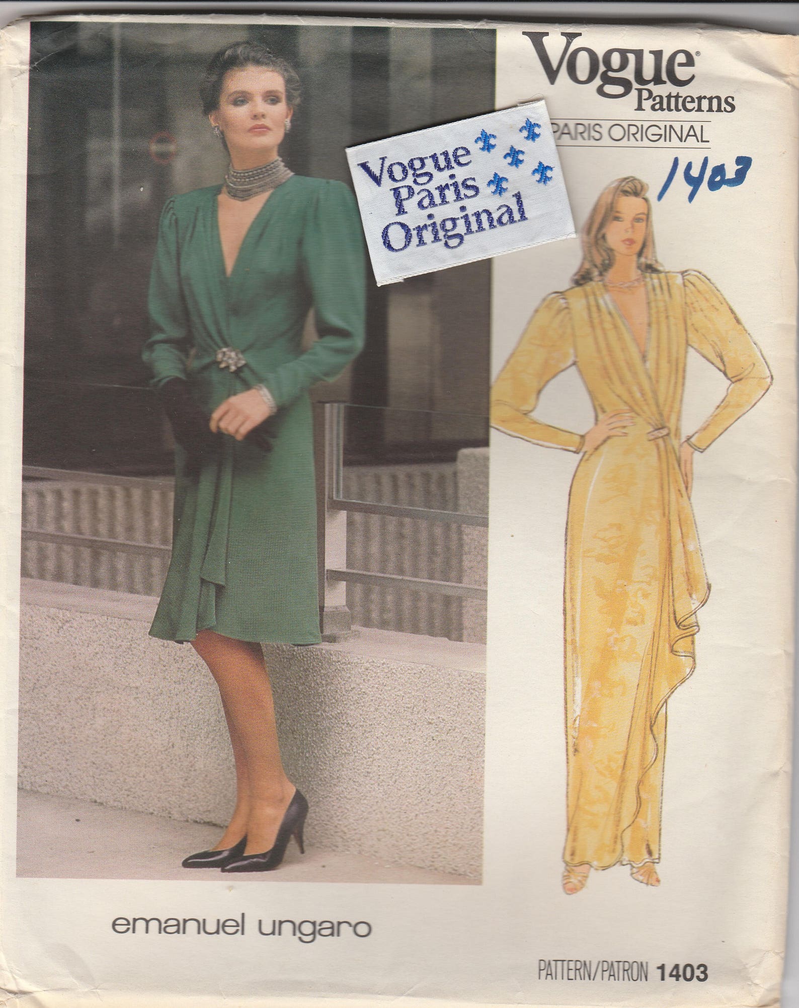 Emanuel Ungaro Wrap Dress Pattern Vogue Paris 1403 Size 8 | Etsy