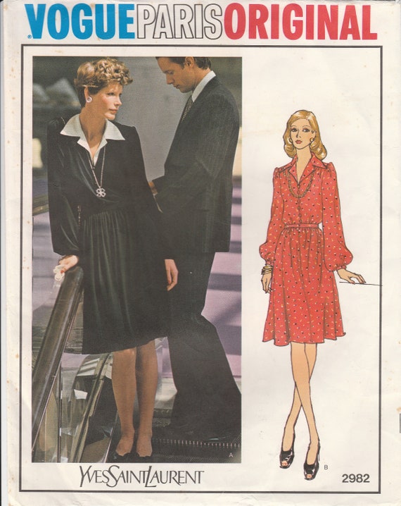 YSL 70s Dress Pattern Vogue 2982 Size 8 | Etsy