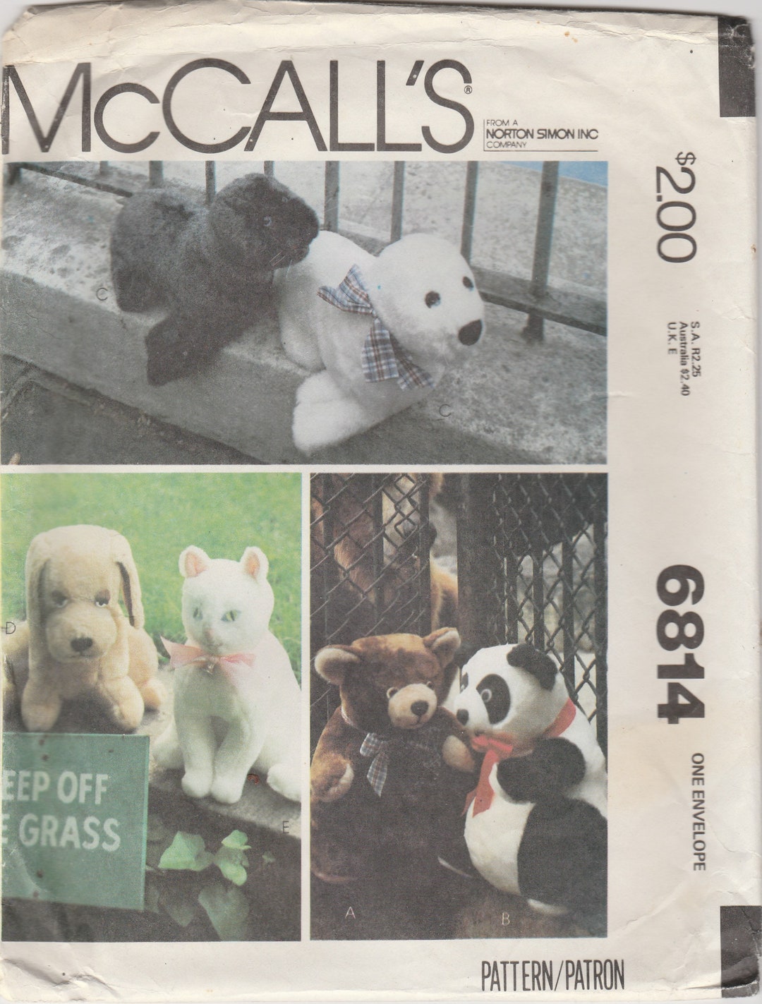 Stuffed Animal Teddy Bear Panda Seal Kitten Puppy Sewing Pattern ...