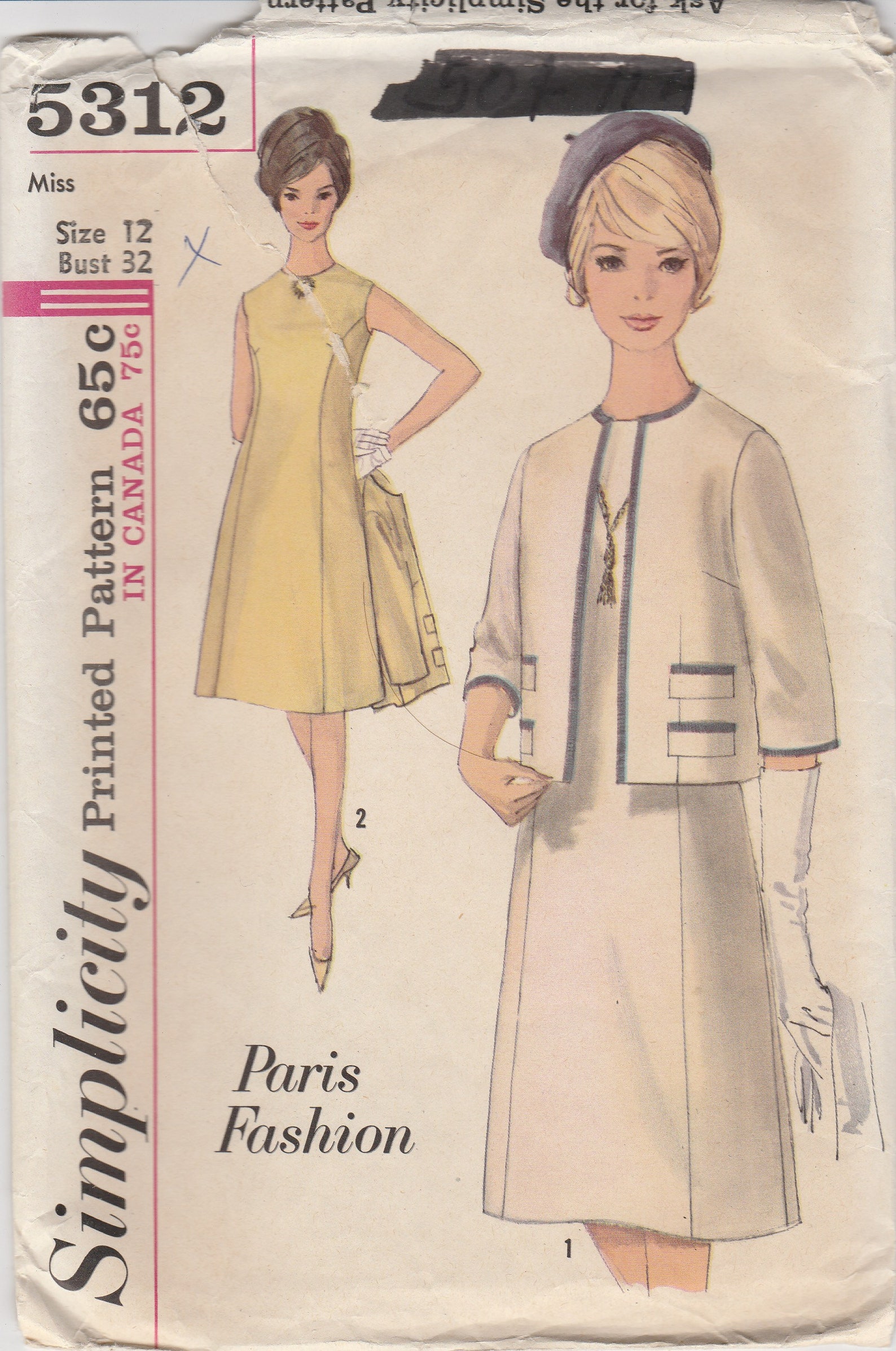 Simple 1960s Dress & Jacket Pattern Simplicity 5312 Size 12 Uncut - Etsy