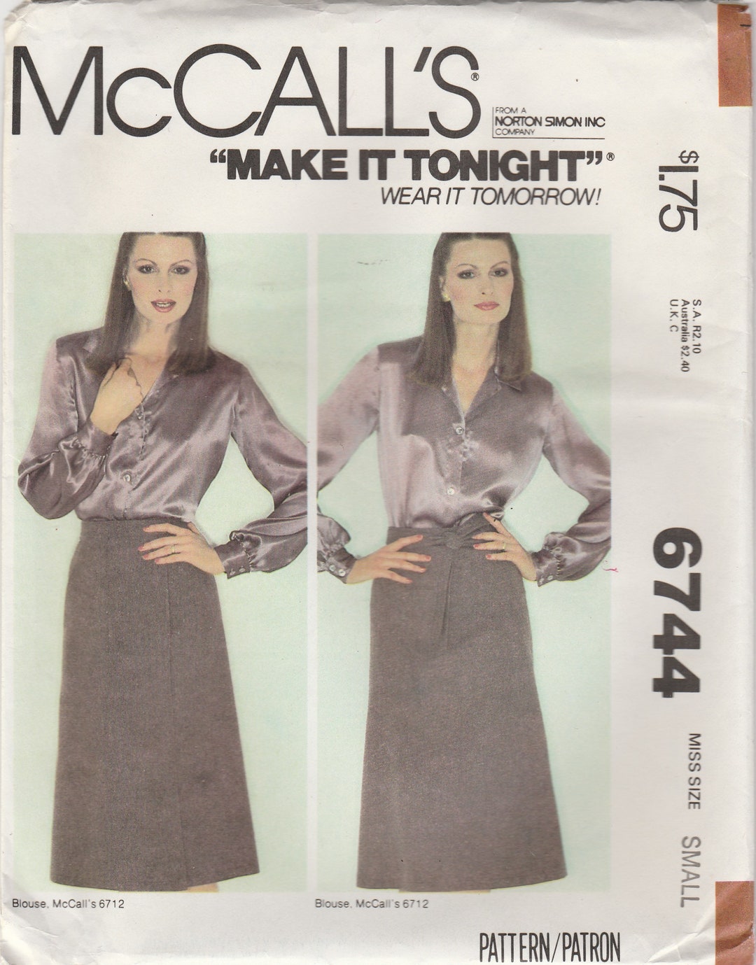 Classic Easy To Make Wrap Skirt Pattern Mccalls 6744 Size Small 1012