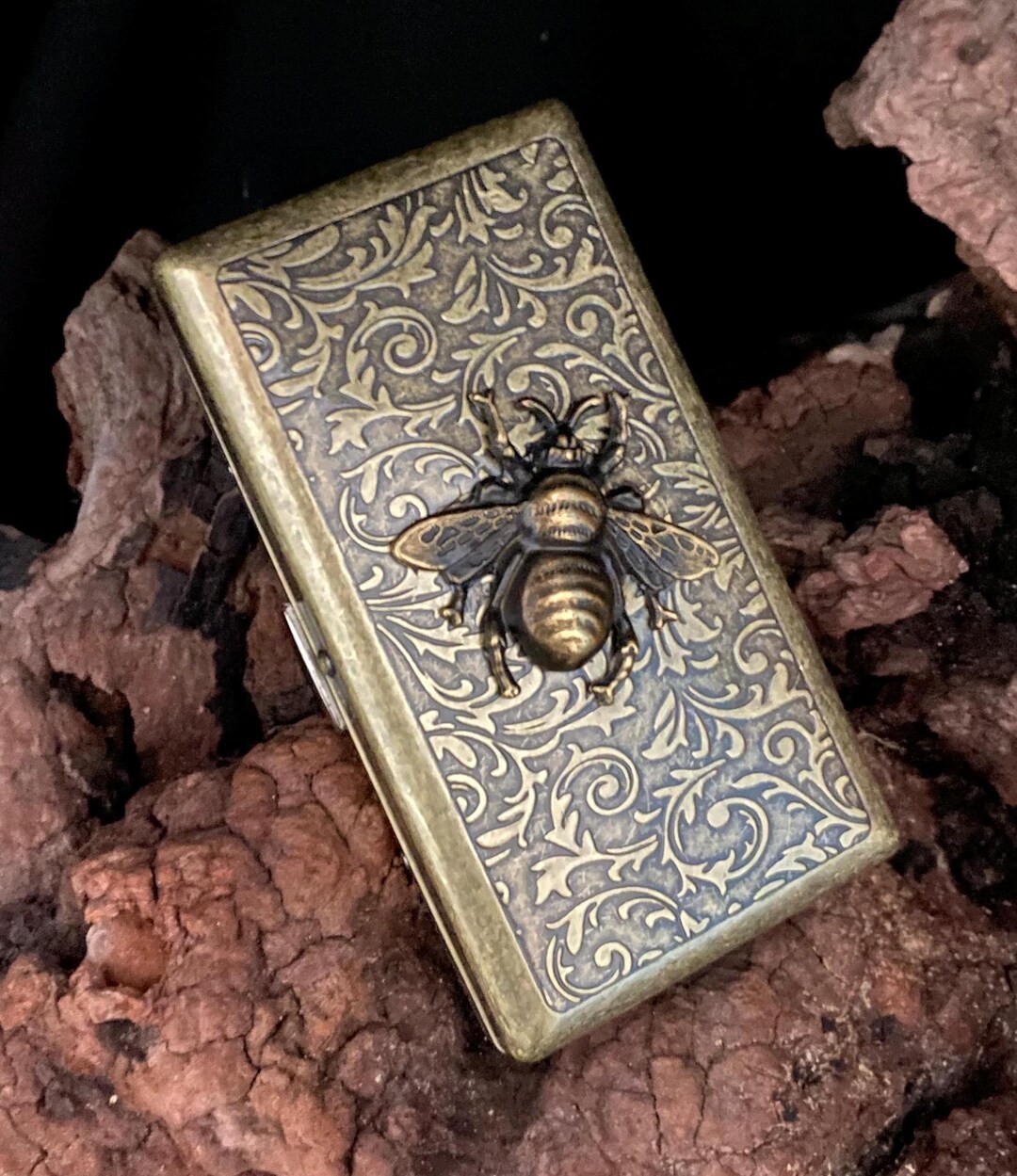 Honey Bee Cigarette Case, Bumble Bee Honey Bee Metal Wallet Steampunk ...