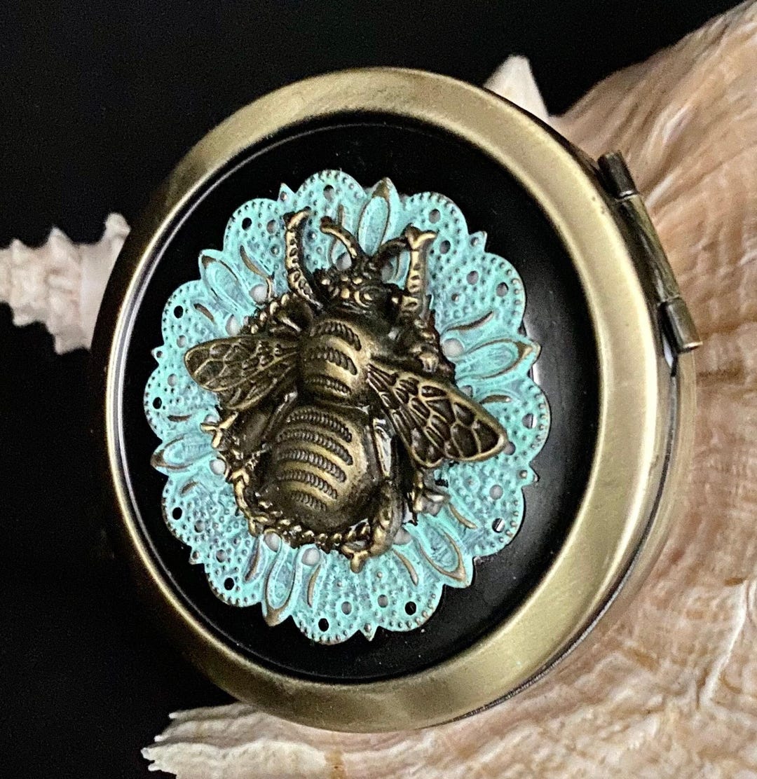 Compact Mirror, Honey Bee, Antique Bronze, Travel Mirror, Bee Gift ...