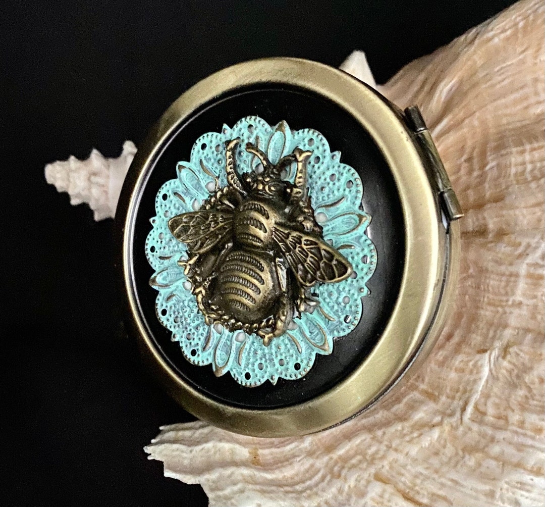Compact Mirror, Honey Bee, Antique Bronze, Travel Mirror, Bee Gift ...