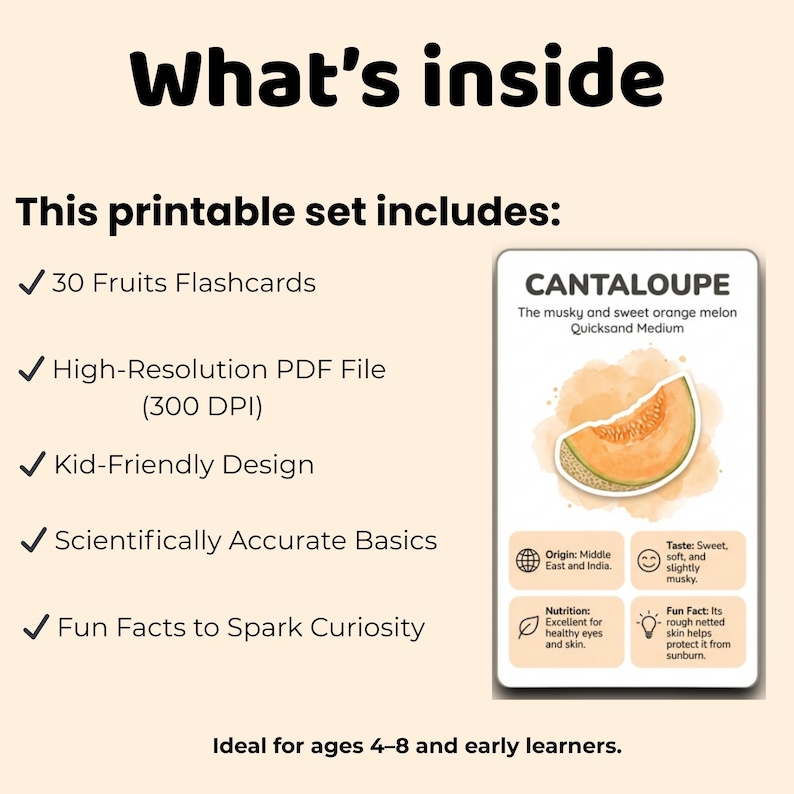 30 Watercolor Fruits Flashcards, Kids Learning Activity, Toddler ...