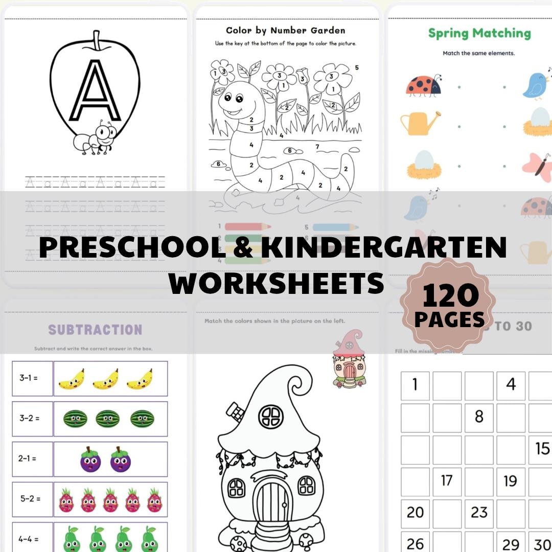 Preschool & Kindergarten Worksheets Bundle| Printable PDF - Etsy
