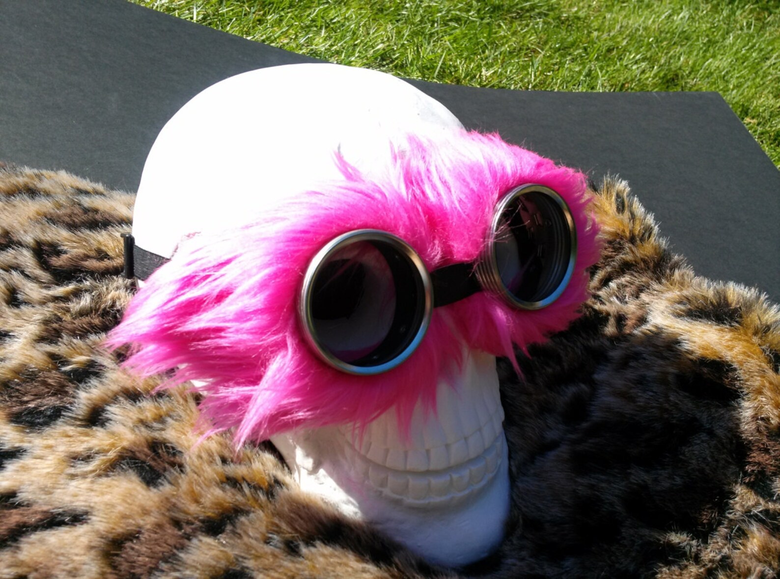 Neon Pink Fluff Fur. Steampunk Goggles Air Pirate Explorer Eyewear - Etsy