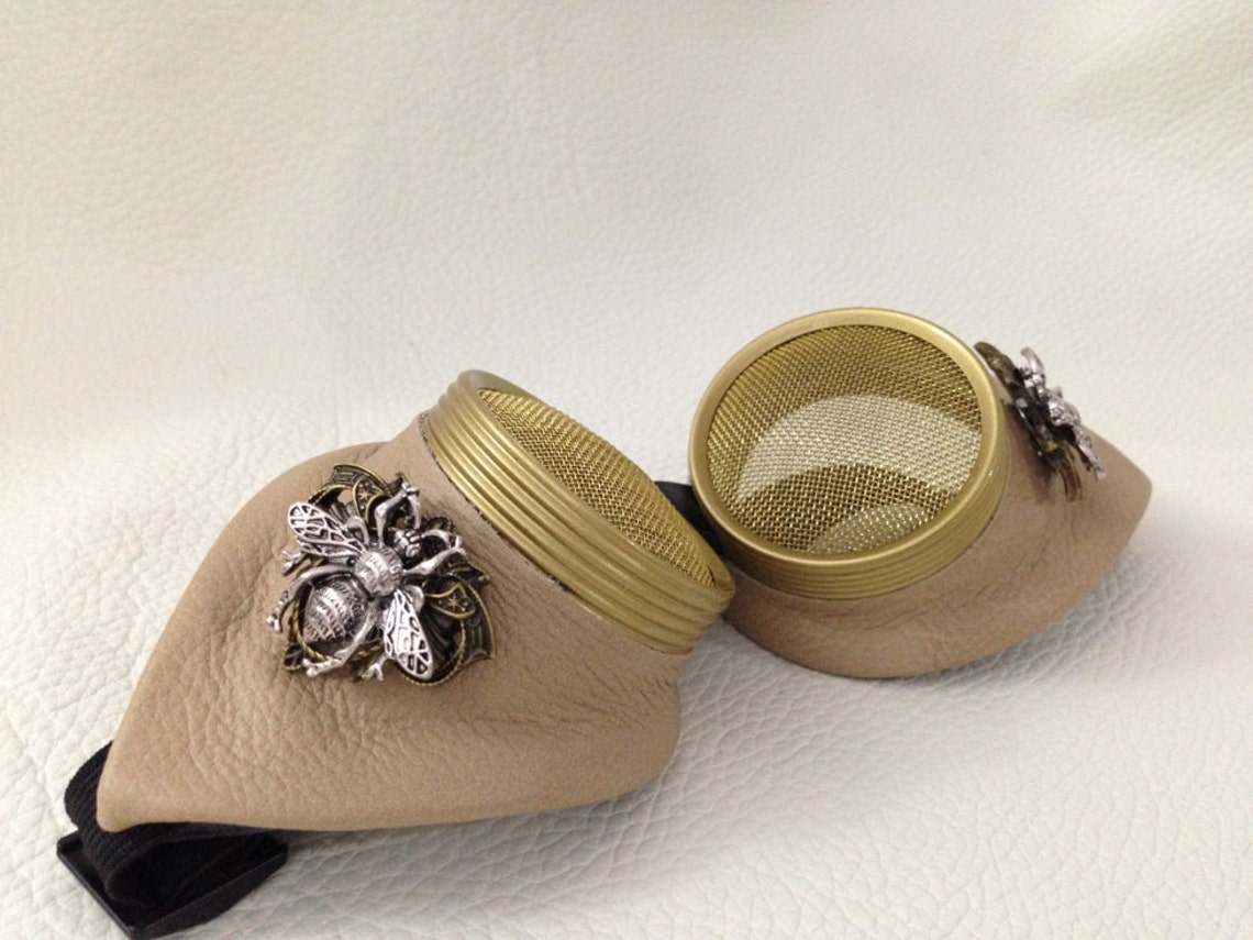 Steampunk Goggles Tan Leather Large Bee Waspeye Template Lens. - Etsy