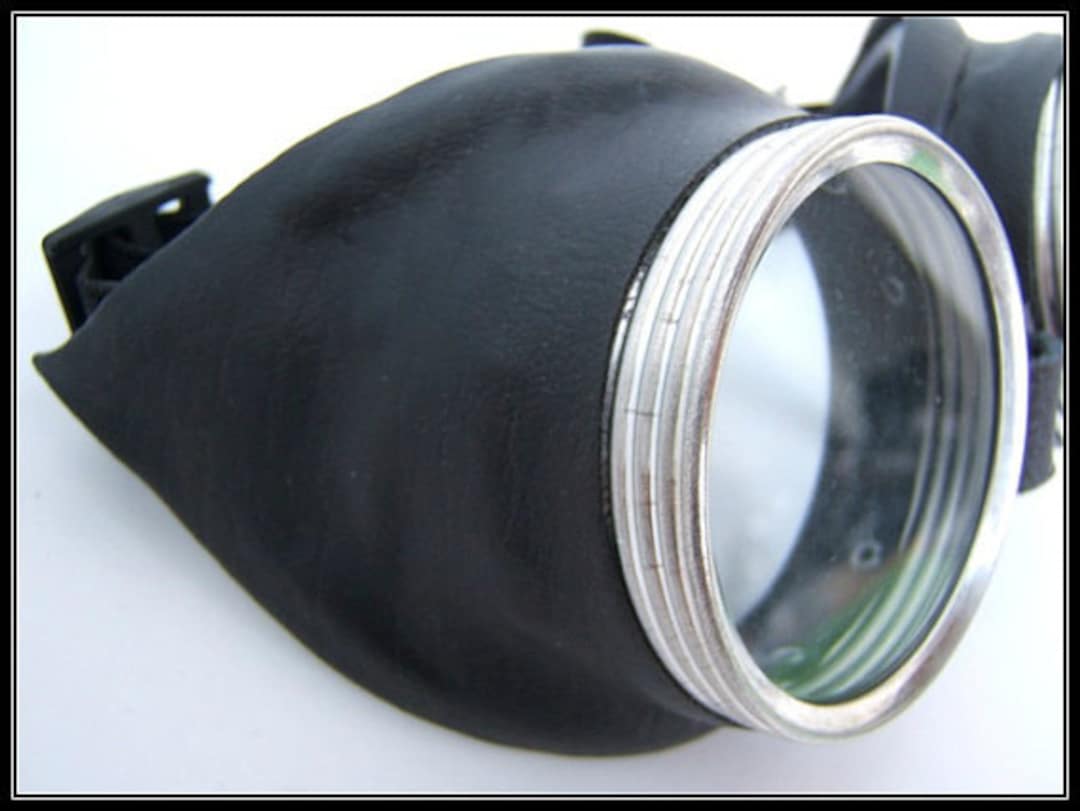 Black Steampunk Goggles, Leather Biker Goggles, Sci-fi, Cyberpunk ...