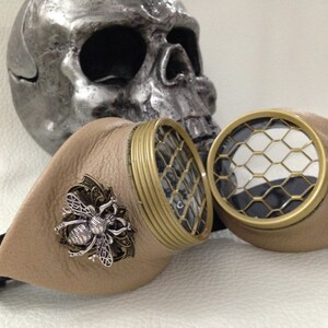 Steampunk Goggles Tan Leather Large Bee Honeycomb Template Lens ...