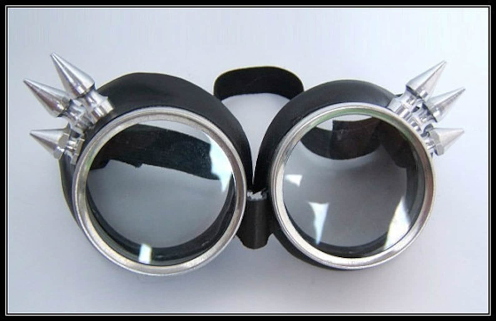 Black Leather Goggles Steel Wings Steampunk Goggles - Etsy