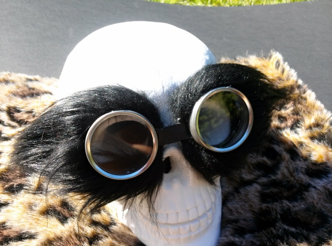 Black Faux Fluff Fur. Steampunk Goggles Air Pirate Explorer Eyewear - Etsy