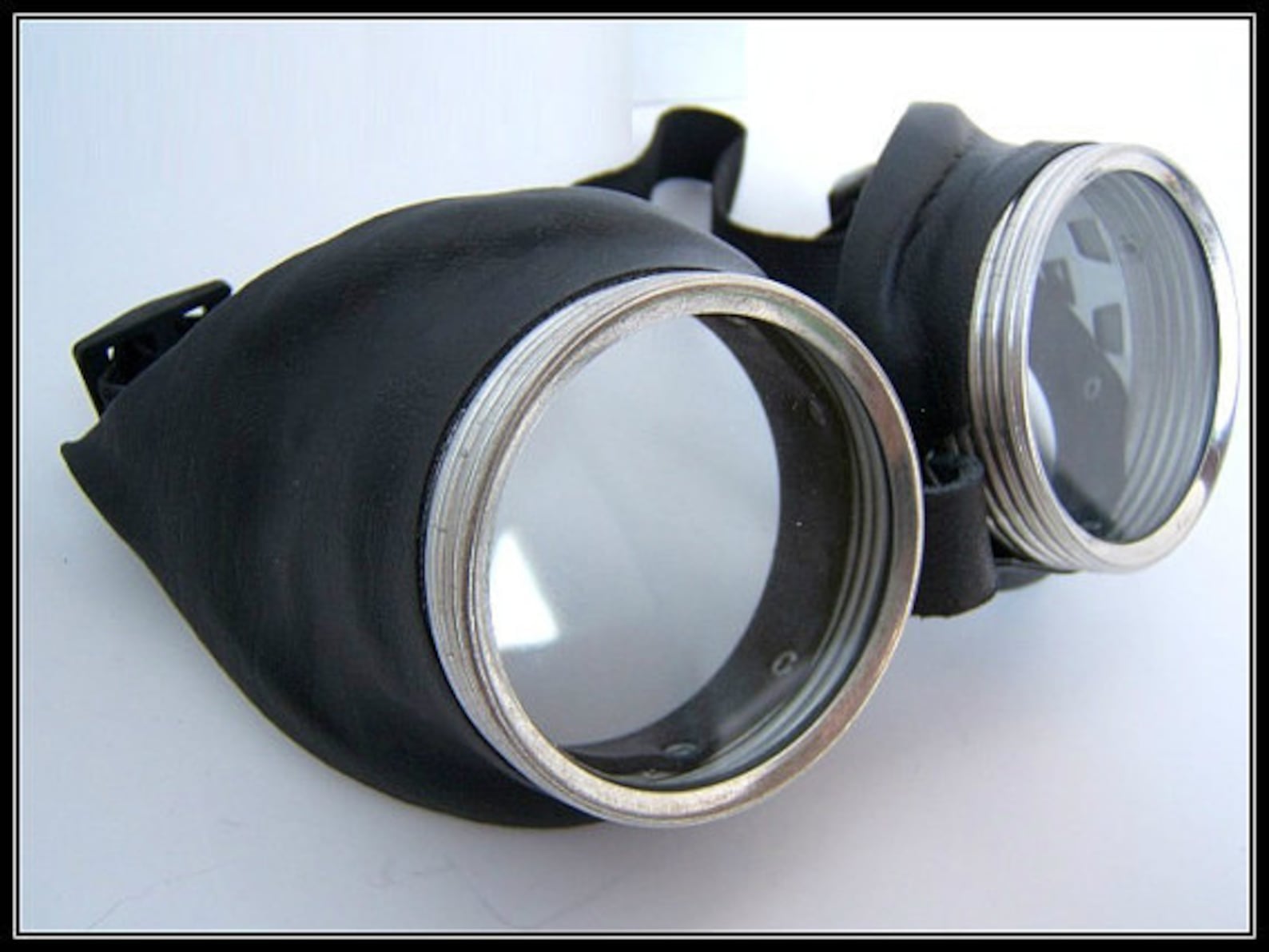 Black Steampunk Goggles, Leather Biker Goggles, Sci-fi, Cyberpunk ...