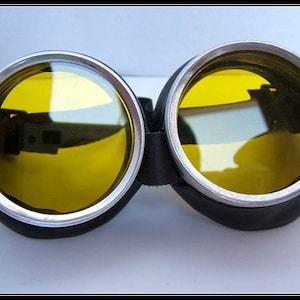 Leather Vintage-looking Motorcycle Goggles - Yellow Lens - Etsy