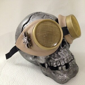 Steampunk Goggles Tan Leather Large Bee Waspeye Template Lens. Burning ...