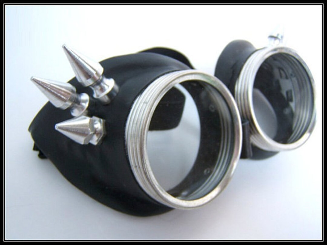 Black Leather Goggles, Steel Wings, Steampunk Goggles, Cyberpunk ...