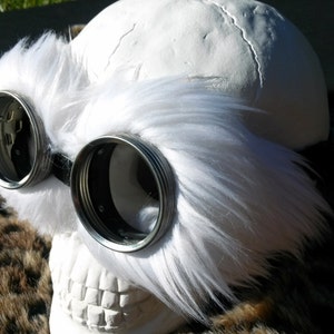 White Fluffy Goggles, Rave Fluffy, Burning Man Goggles, Steampunk ...