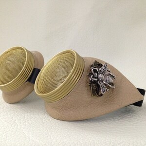 Steampunk Goggles Tan Leather Large Bee Waspeye Template Lens. Burning ...