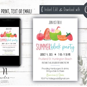 Summer Block Party Invitation, Summer Bash Invitation, Block Party ...