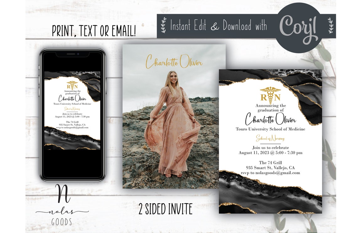 Nursing Graduation Invitation, RN Graduation Announcement, Nurse ...